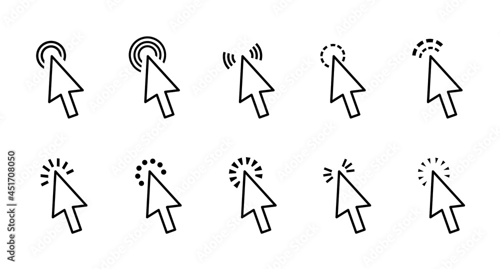 Mouse click cursor set collection Hand Cursors and clicks. Mouse ...