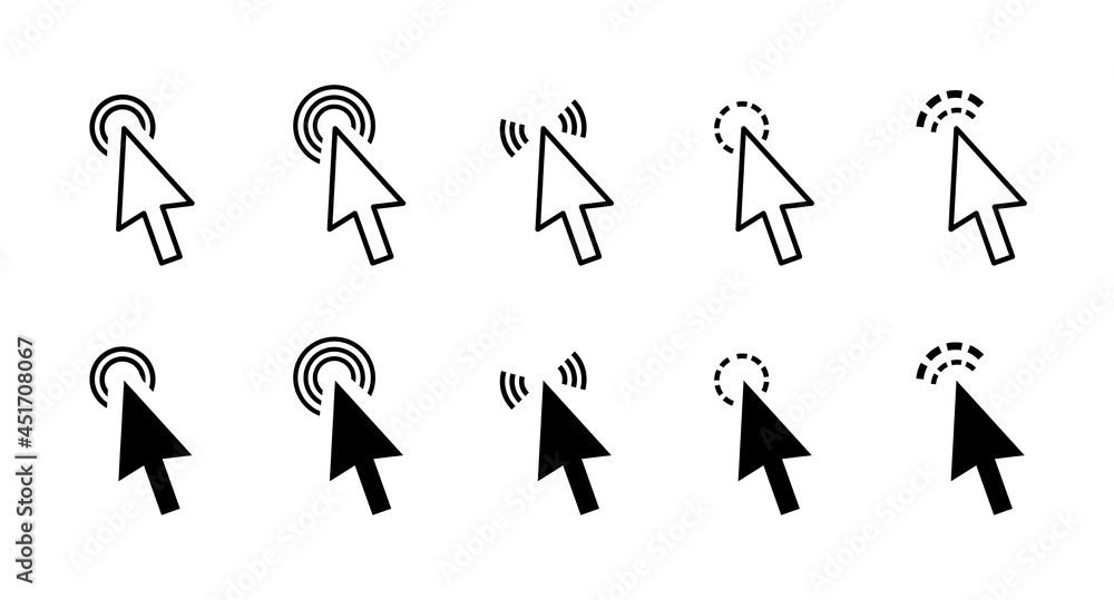 Mouse click cursor set collection Hand Cursors and clicks. Mouse ...