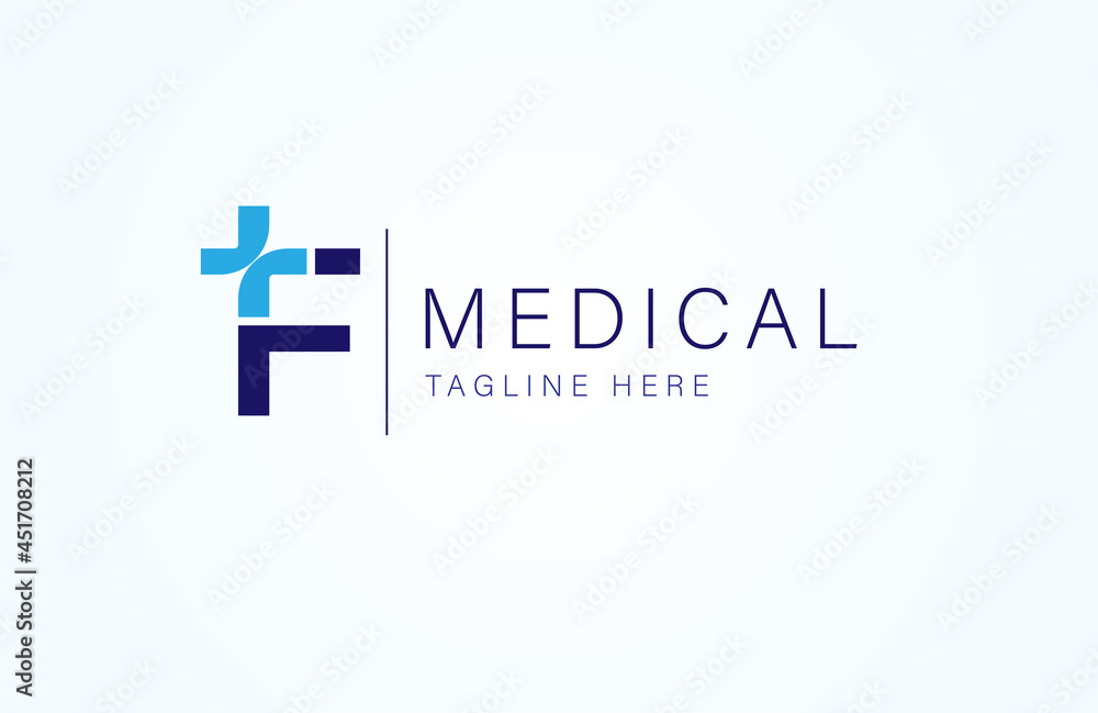 Medical logo, letter F with medical cross icon combination, cross logo ...