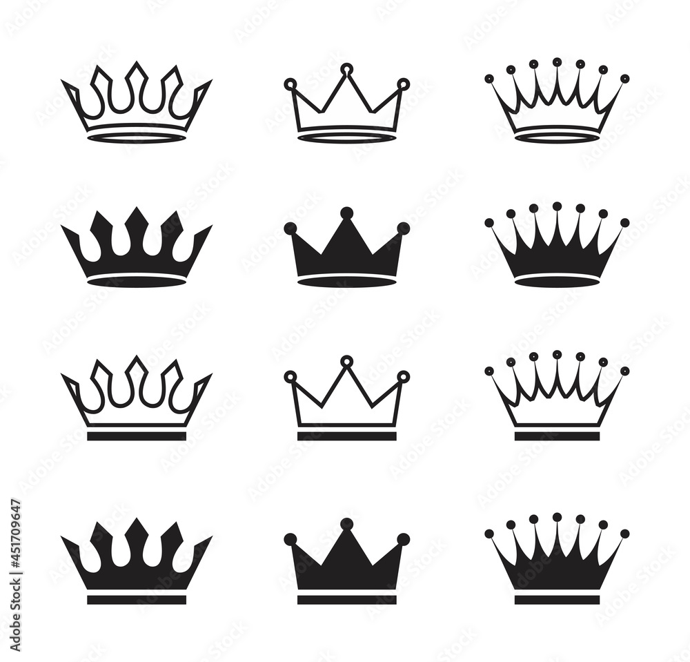 Crown icons set collection. Crown symbol mega collection.. new modern ...