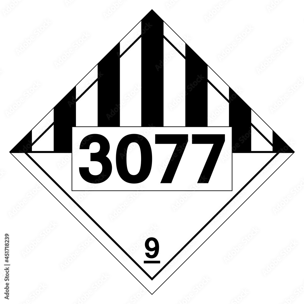 UN3077 Class 9 Environmentally Hazardous Substances Solid Symbol Sign ...