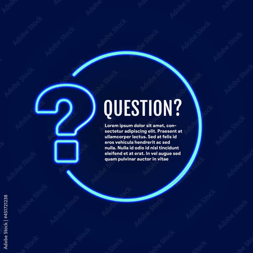 Question mark sign icon, vector illustration. Neon sign question mark ...