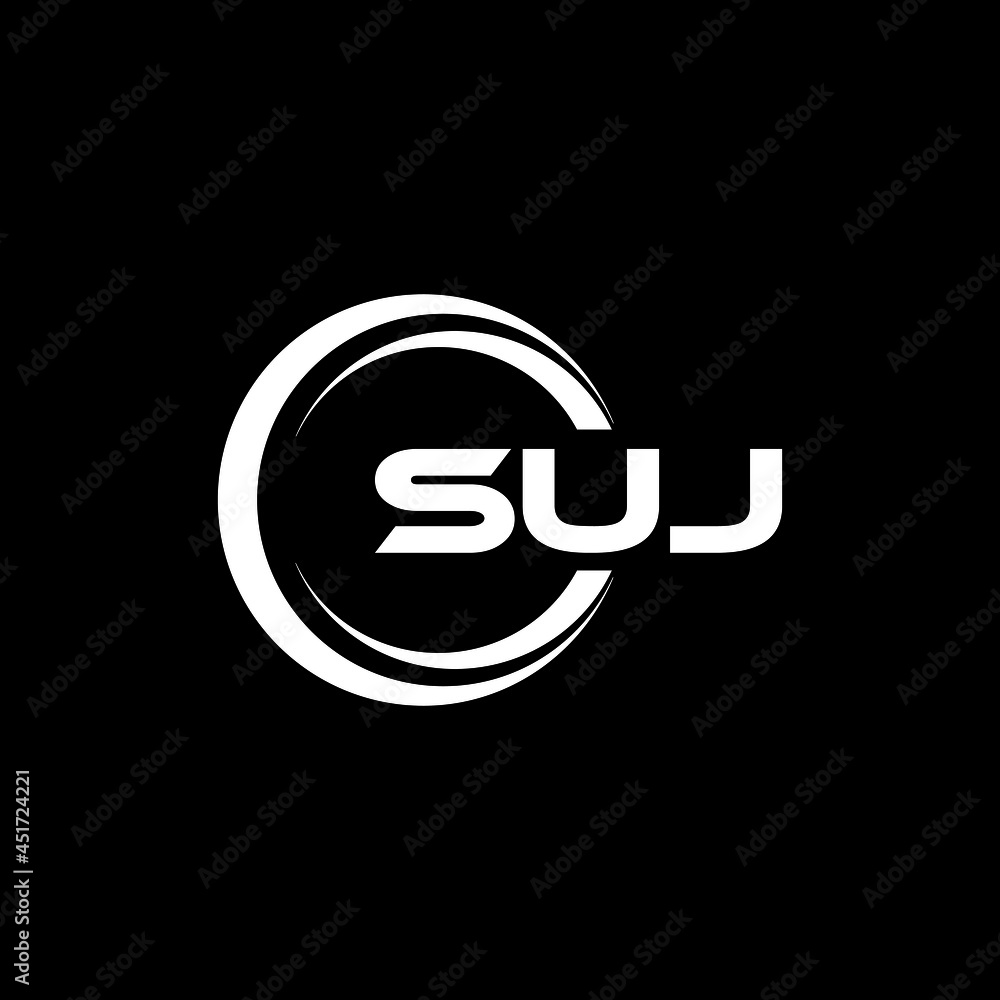 SUJ letter logo design with black background in illustrator, vector ...