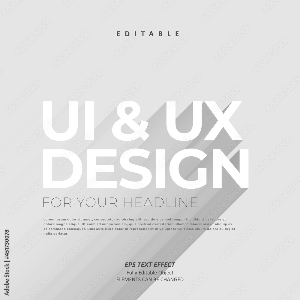UI UX design headline shadow minimalist text effect editable premium ...