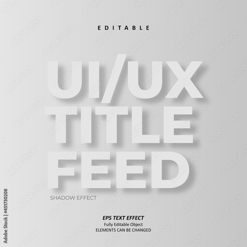 UI UX title feed Minimalist Shadow text effect editable premium vector ...