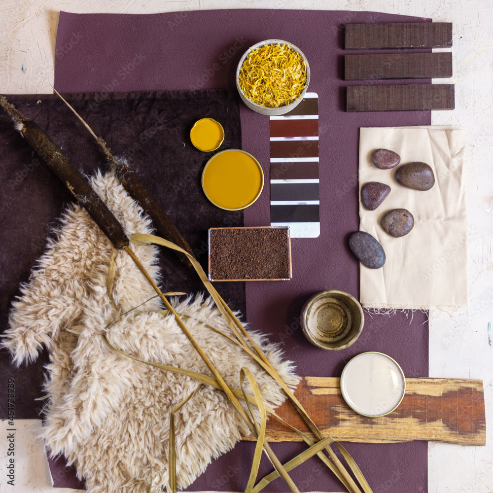 color palette mood board for interior design and decor Stock Photo ...