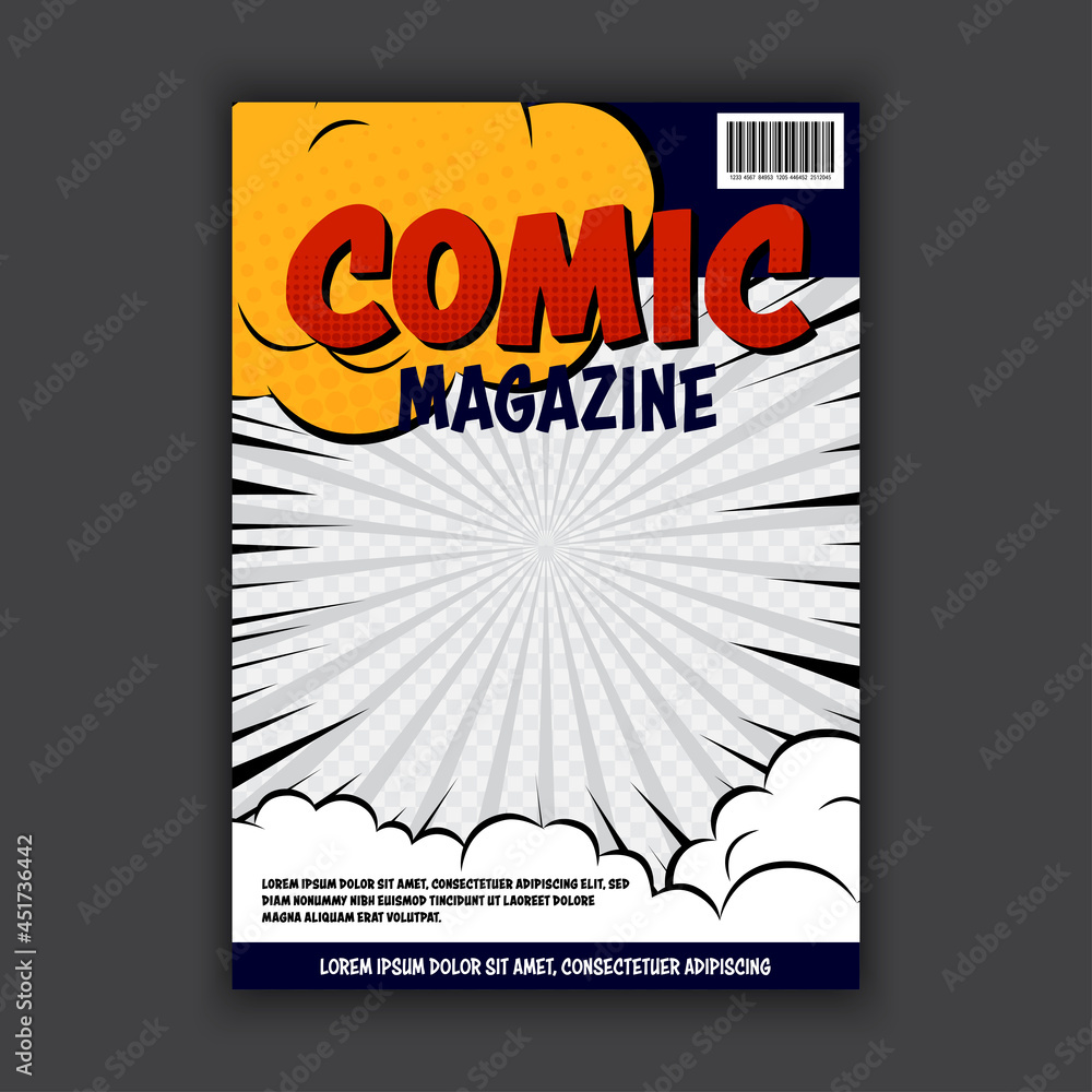 Vector comic template book cover, flyer, poster design. Stock Vector ...