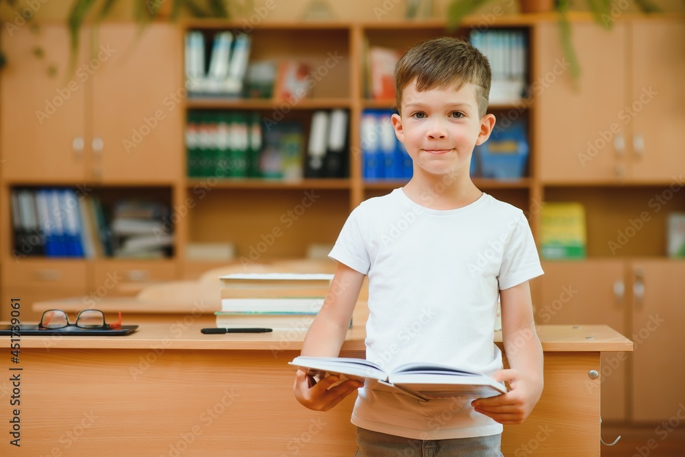 Boy in the school classroom. Back to school. Stock Photo | Adobe Stock