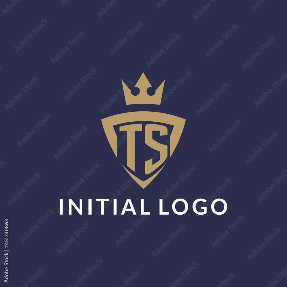 TS logo with shield and crown, monogram initial logo style Stock Vector ...