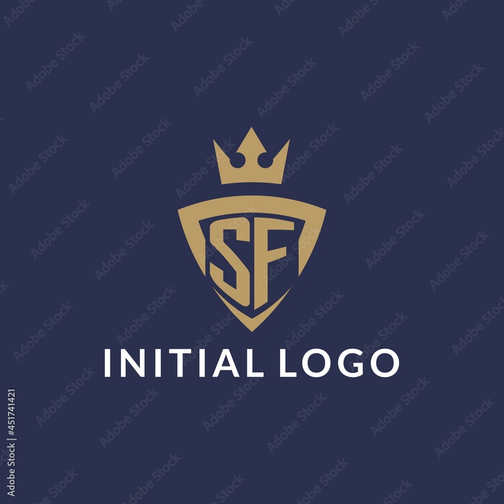 SF logo with shield and crown, monogram initial logo style Stock Vector ...