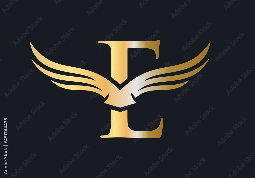 E Letter Wing Logo Design. Initial Flying Wing E Letter Logo. Letter E ...