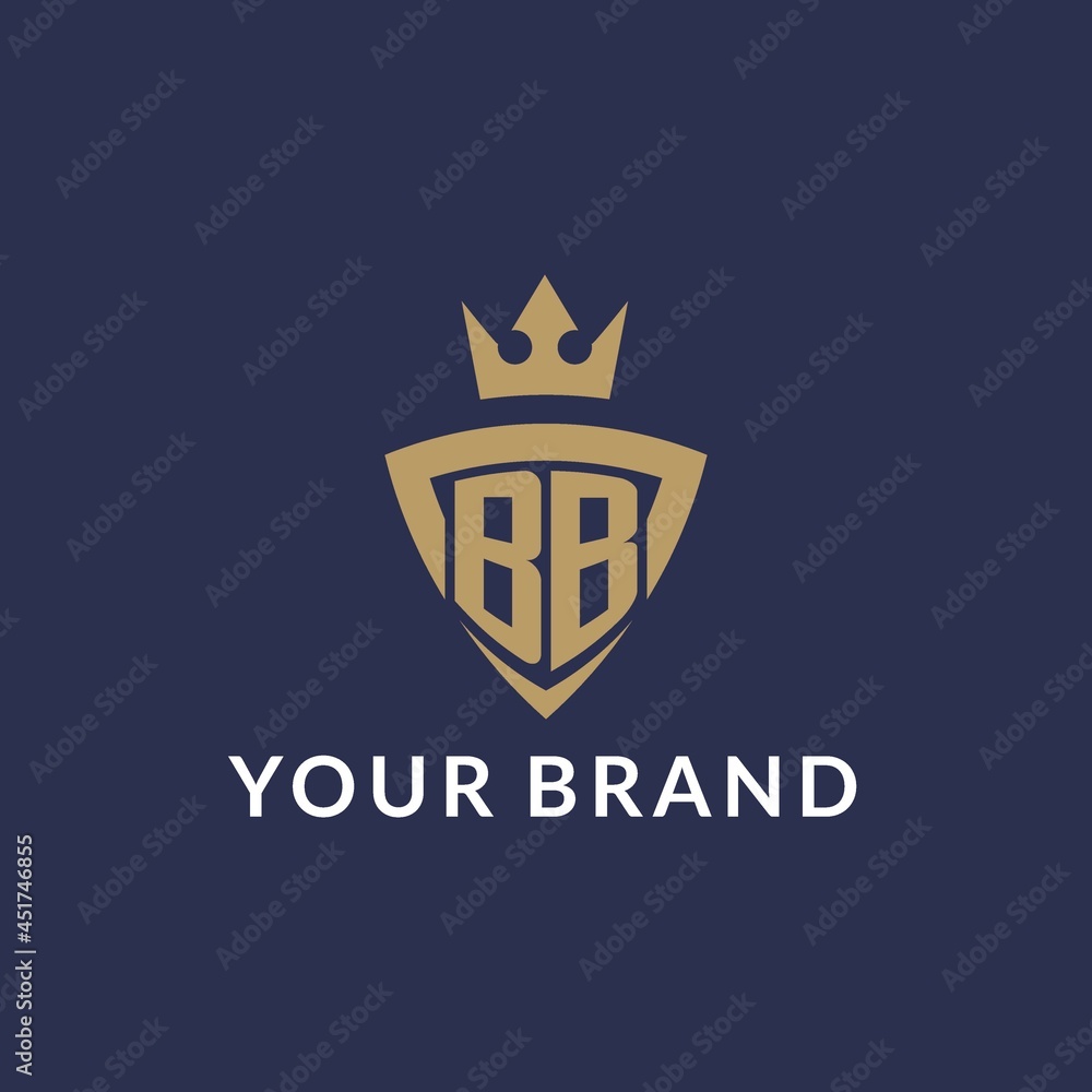 BB logo with shield and crown, monogram initial logo style Stock Vector ...