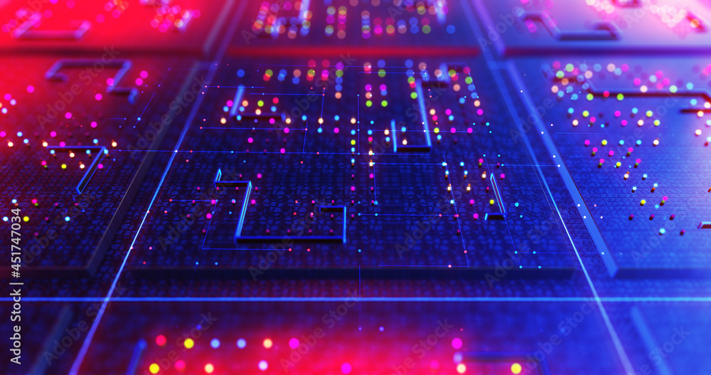 Futuristic AI Processor Power. Data Flowing Inside Of Circuits. Artificial Intelligence ...