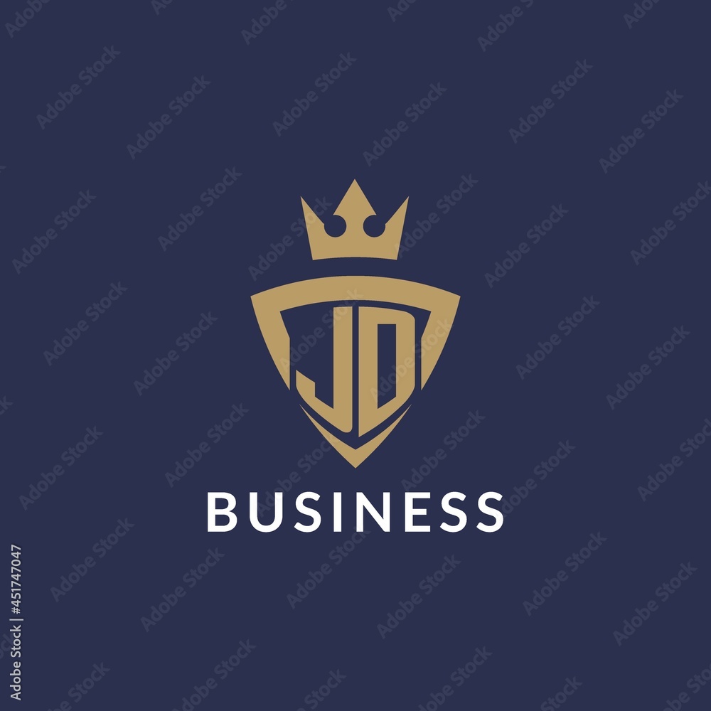 JD logo with shield and crown, monogram initial logo style Stock Vector ...