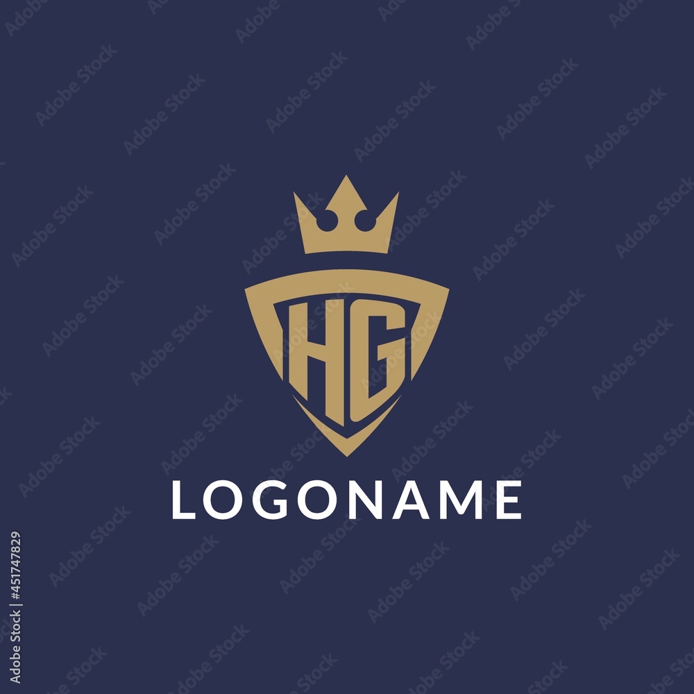 HG logo with shield and crown, monogram initial logo style Stock Vector ...