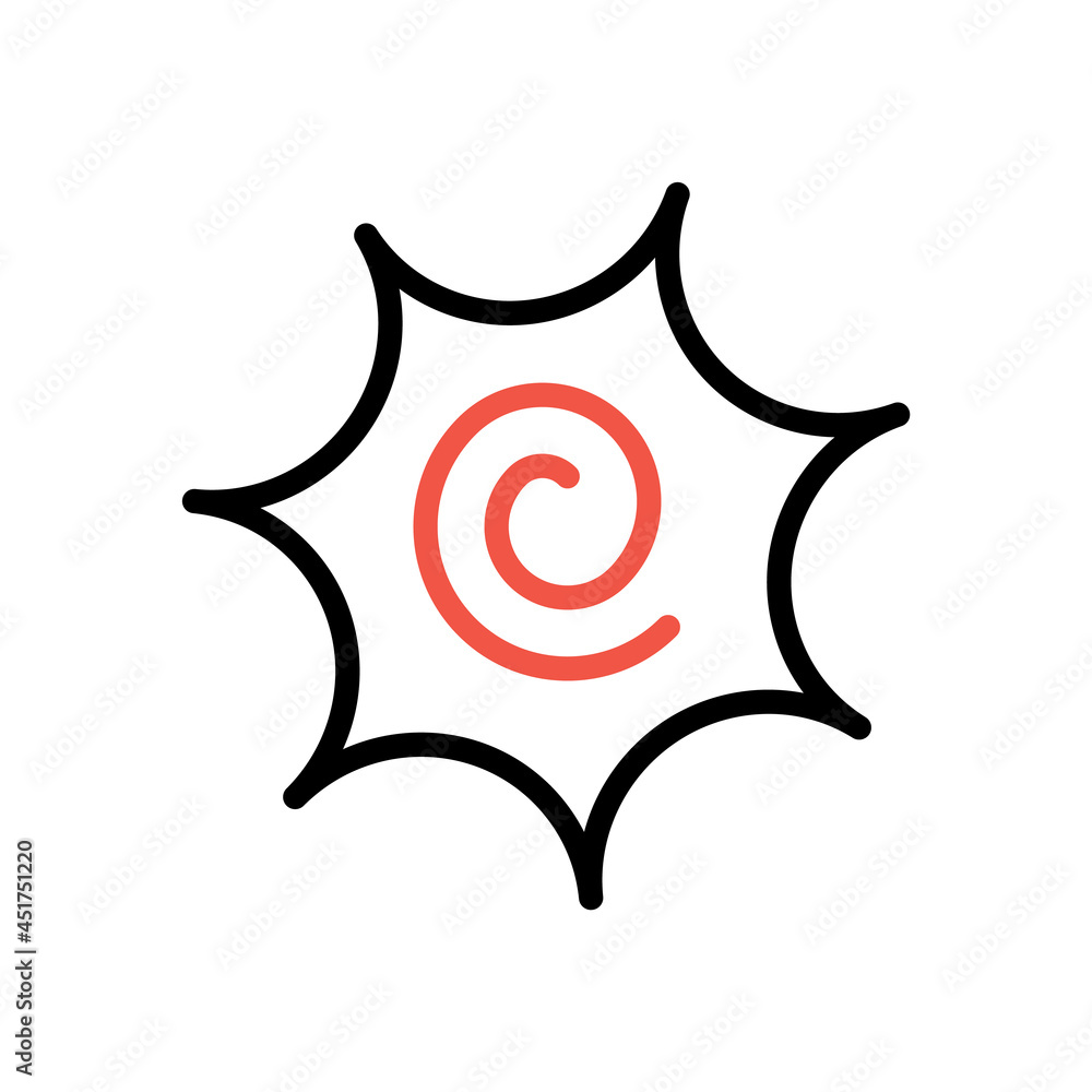 Narutomaki or kamaboko surimi vector outline icon. Traditional Japanese ...