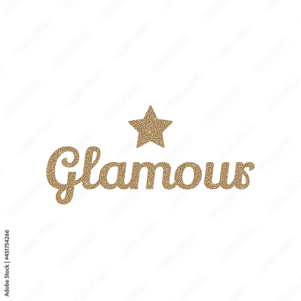 Glamour sign with star symbol. Isolated decorative design with golden ...