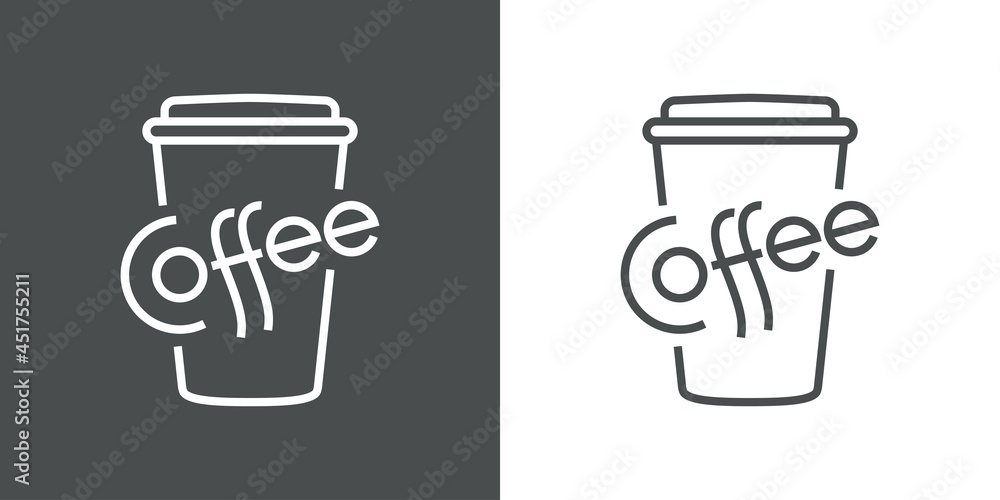 Icono vaso de café. Logotipo con tipografía Coffee en silueta de vaso ...