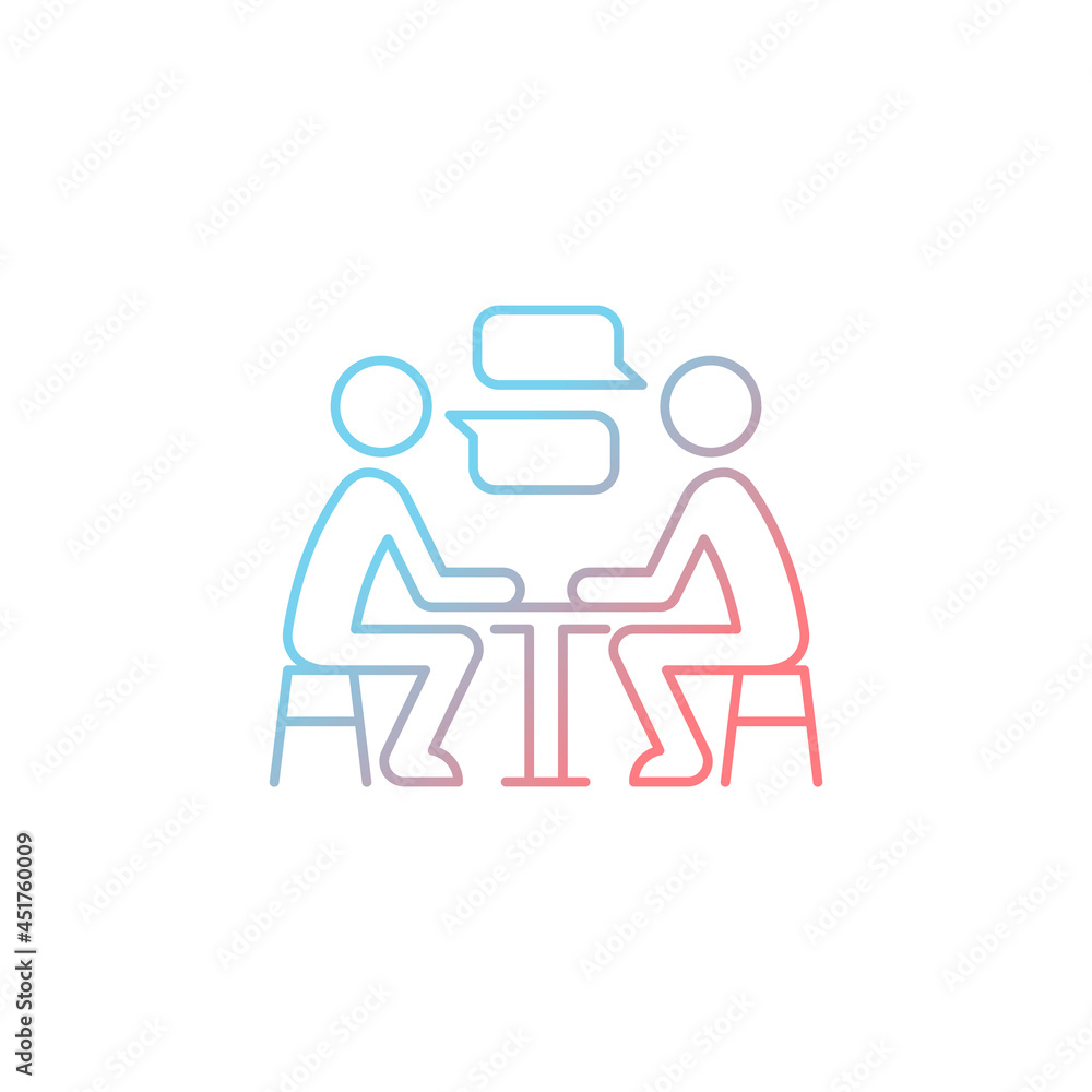 Interpersonal communication gradient linear vector icon. Exchanging ...