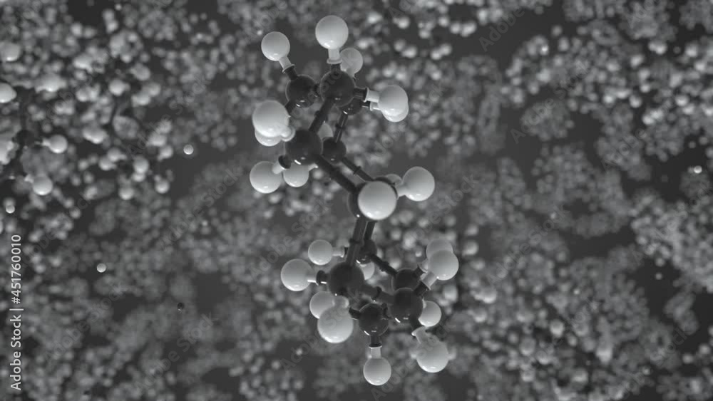 Cyclododecane molecule, scientific molecular model, looping 3d ...