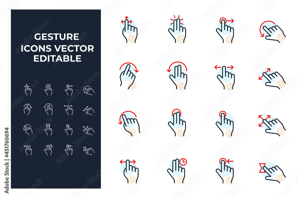 set of Gesture elements symbol template for graphic and web design ...