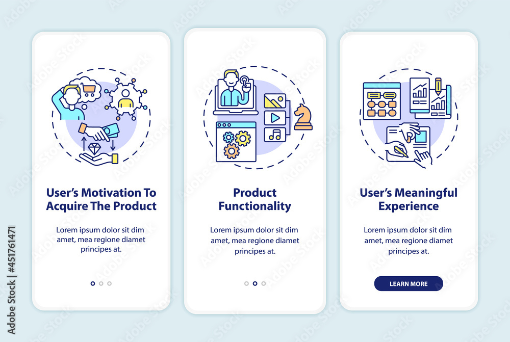UX rules onboarding mobile app page screen. User motivation, product ...