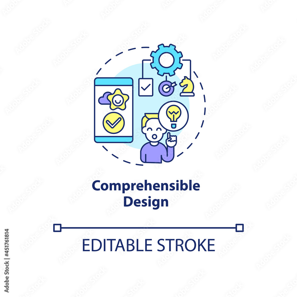 Stockvector Comprehensible design concept icon. Product usage abstract ...