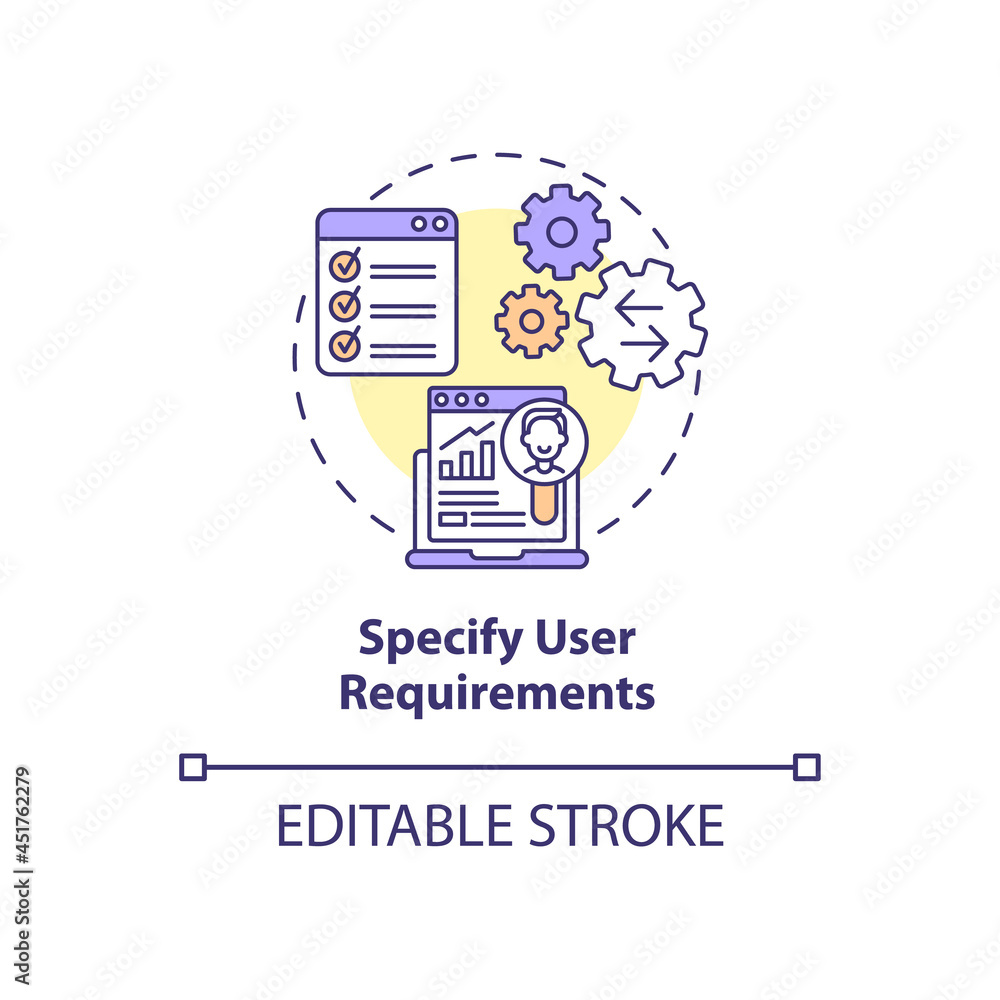 Specify user requirements concept icon. User-centered design process ...