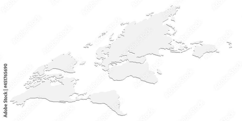 Isometric map of World. Gray land silhouette on white background. 3D ...