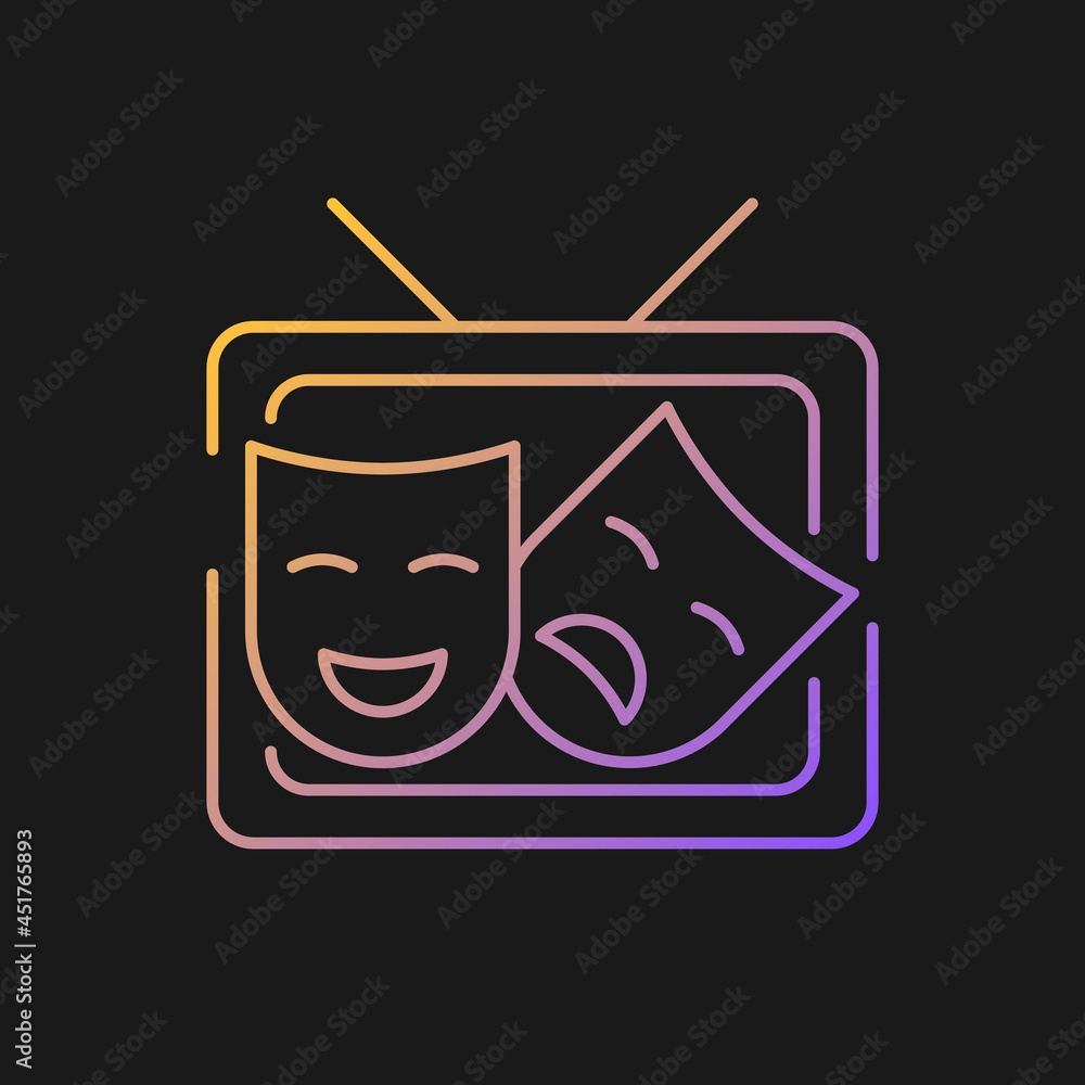 TV drama gradient vector icon for dark theme. Theatrical performance ...