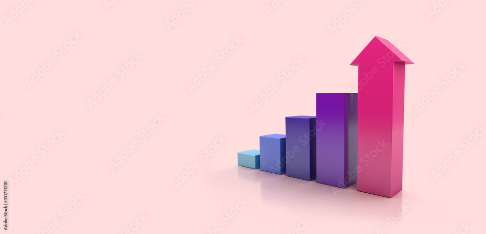 Rising graph in purple tones with copy space, 3d rendering Stock ...