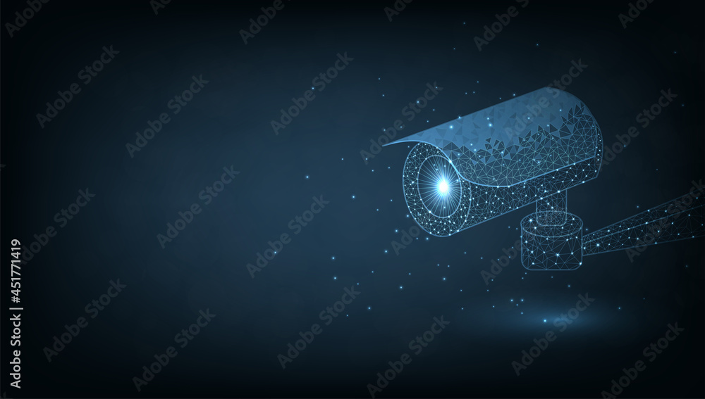 CameraTechnology Safety Concept.Camera vector low poly wireframe mesh ...