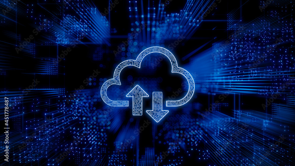 Data storage Technology Concept with cloud symbol against a Futuristic ...