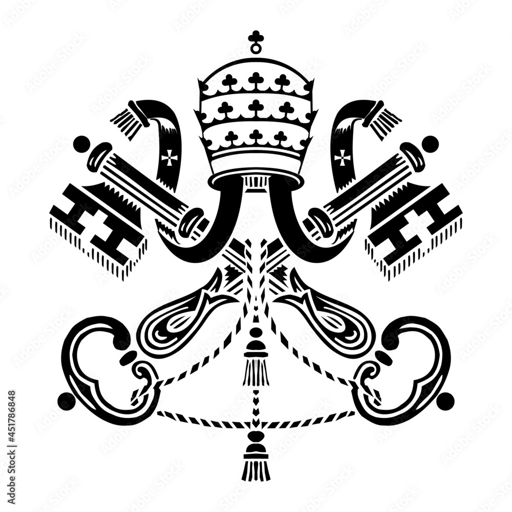Holy see emblem vector icon. Vatican symbol black silhouette detailed ...