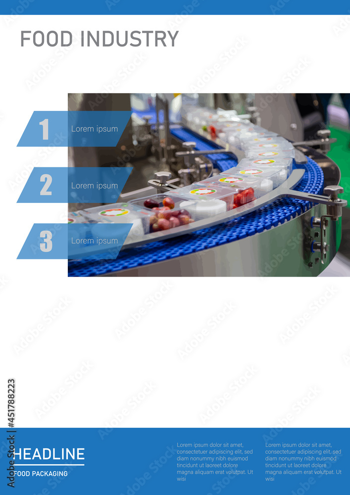 Food industry template design in A4 size. Food processing factory ...