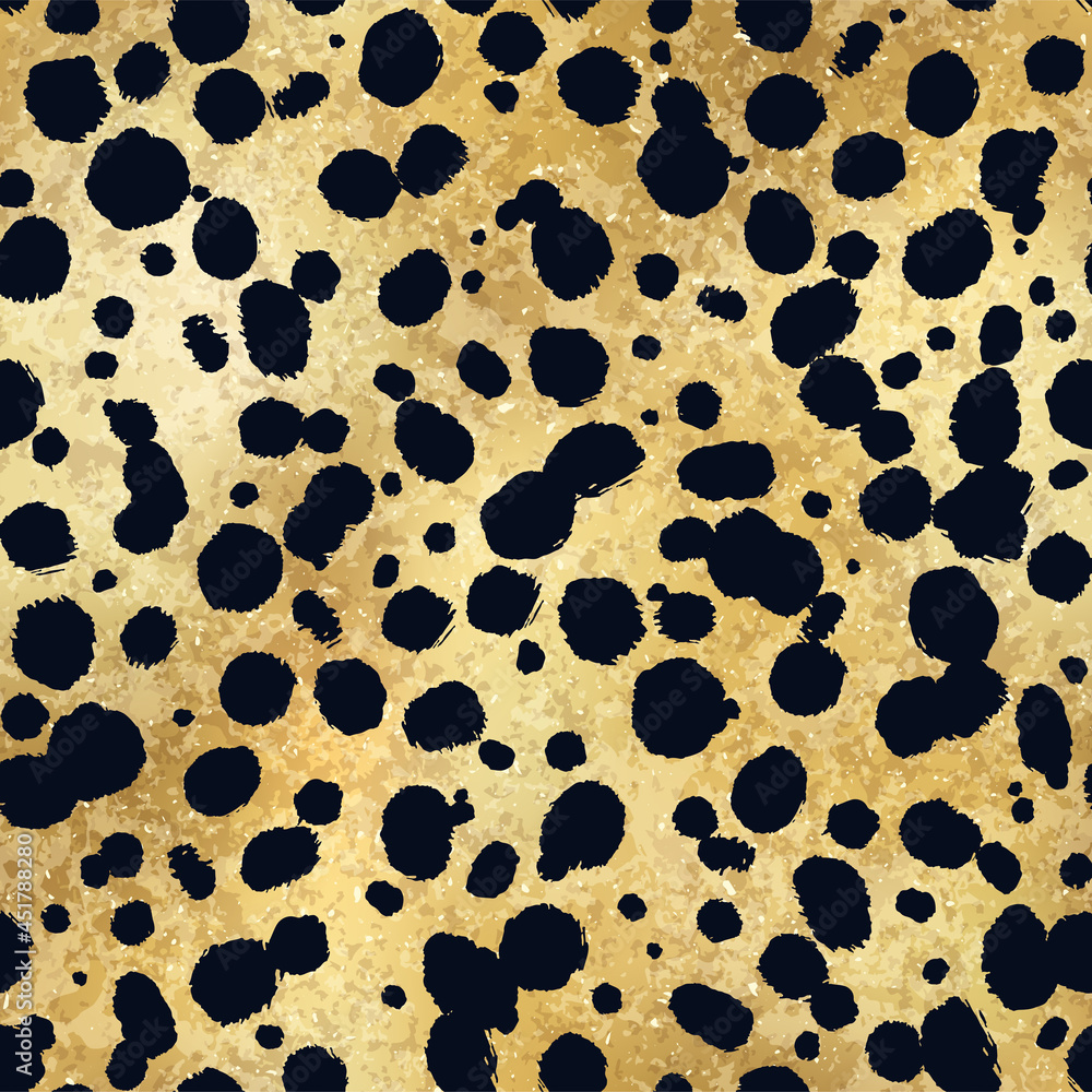 Vector cheetah skin gold seamless pattern. Abstract wild animal hand ...