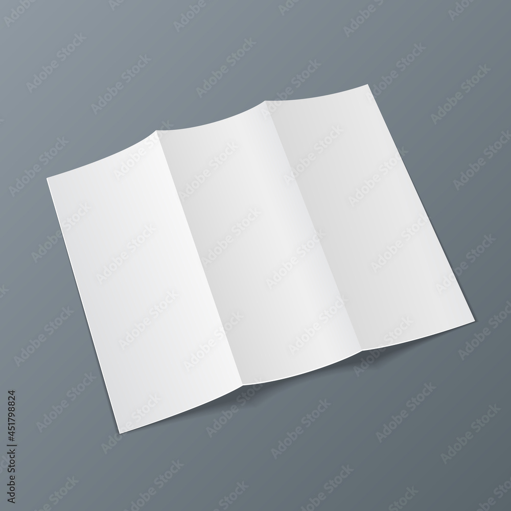 Blank Four Folded Fold Paper Leaflet, Flyer, Broadsheet, Flier ...