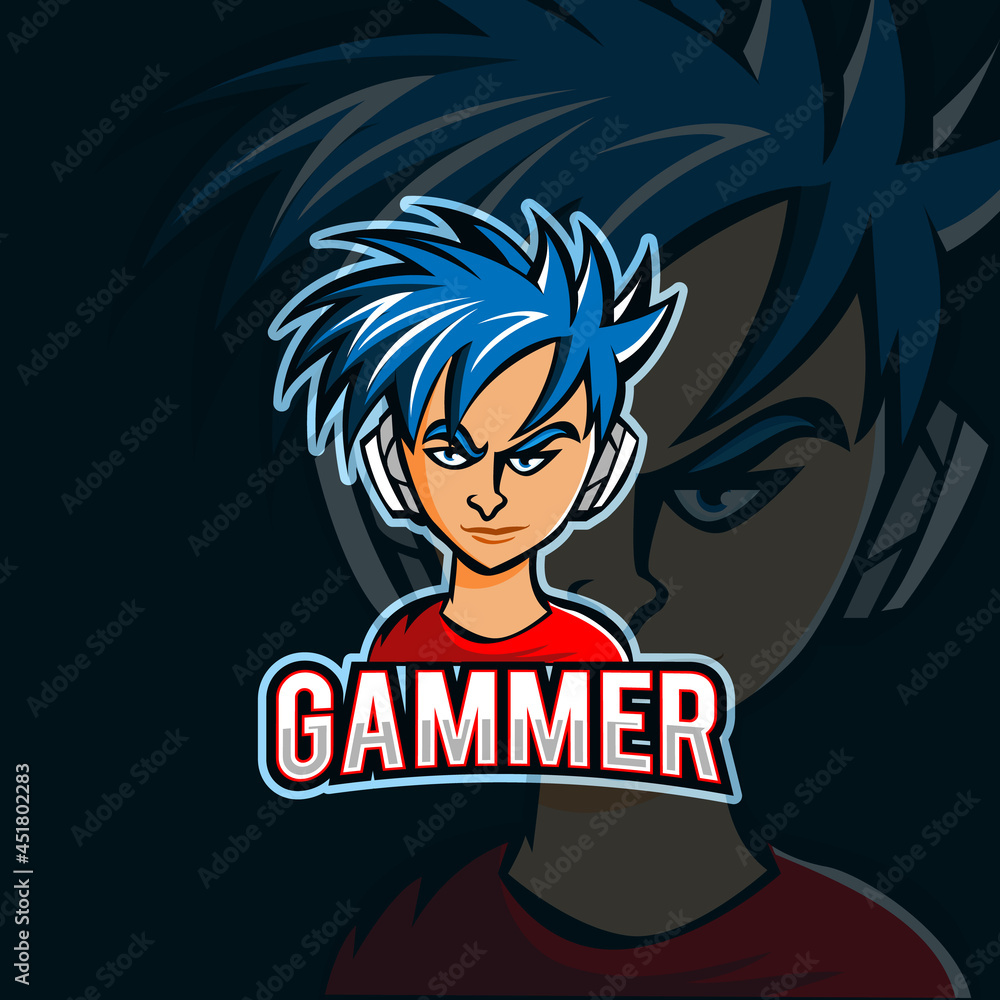 Strong Gamer boy esport mascot logo design vector Template Stock Vector ...