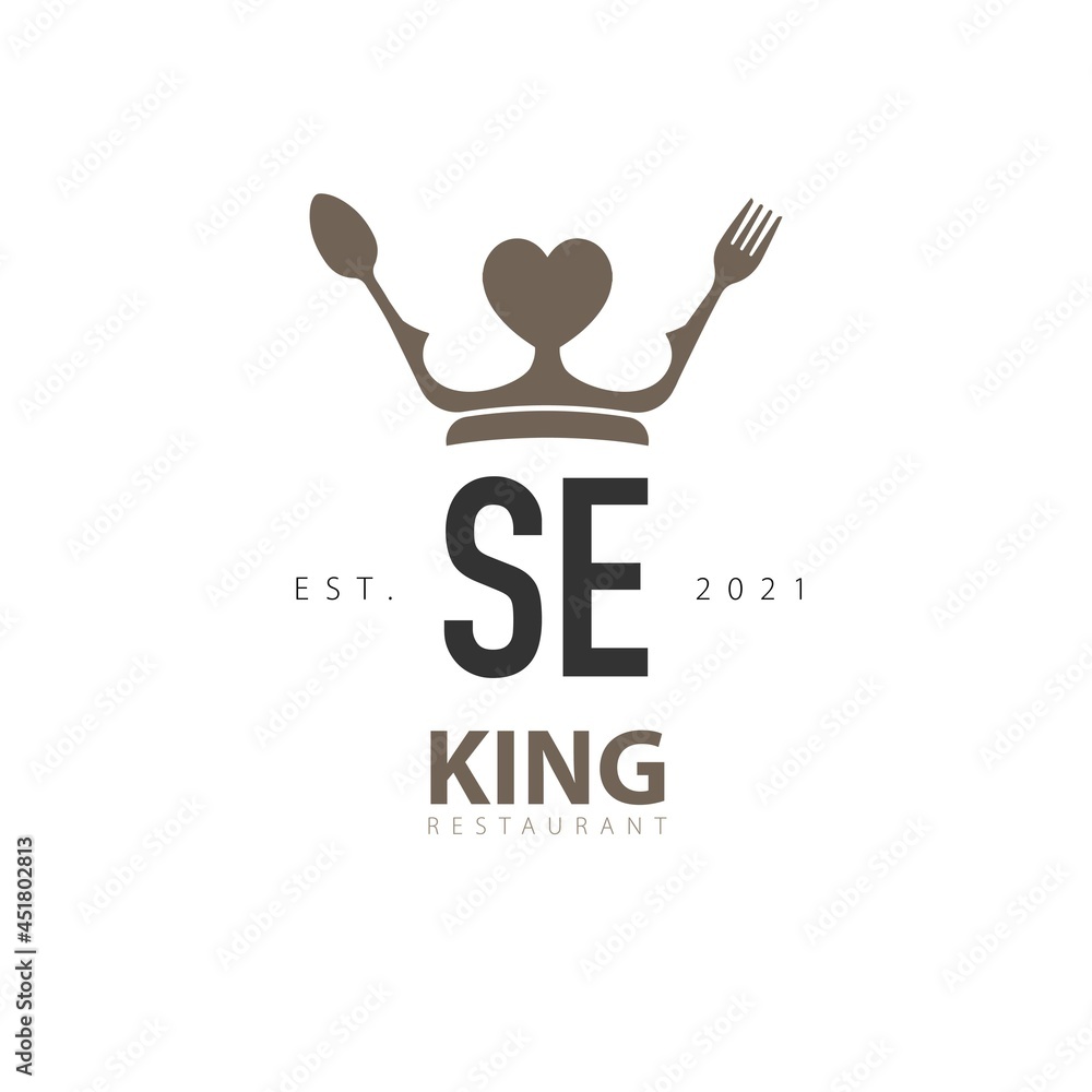 Initial Letter SE Crown Logo Restaurant Design Template. Crown ...