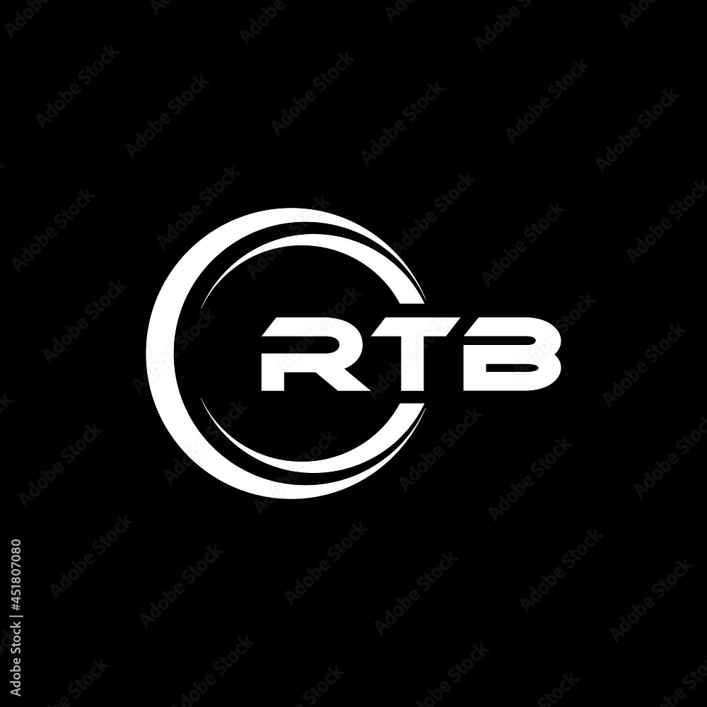 RTB letter logo design with black background in illustrator, vector ...