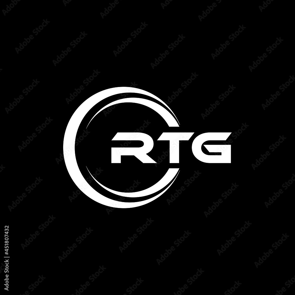 RTG letter logo design with black background in illustrator, vector ...
