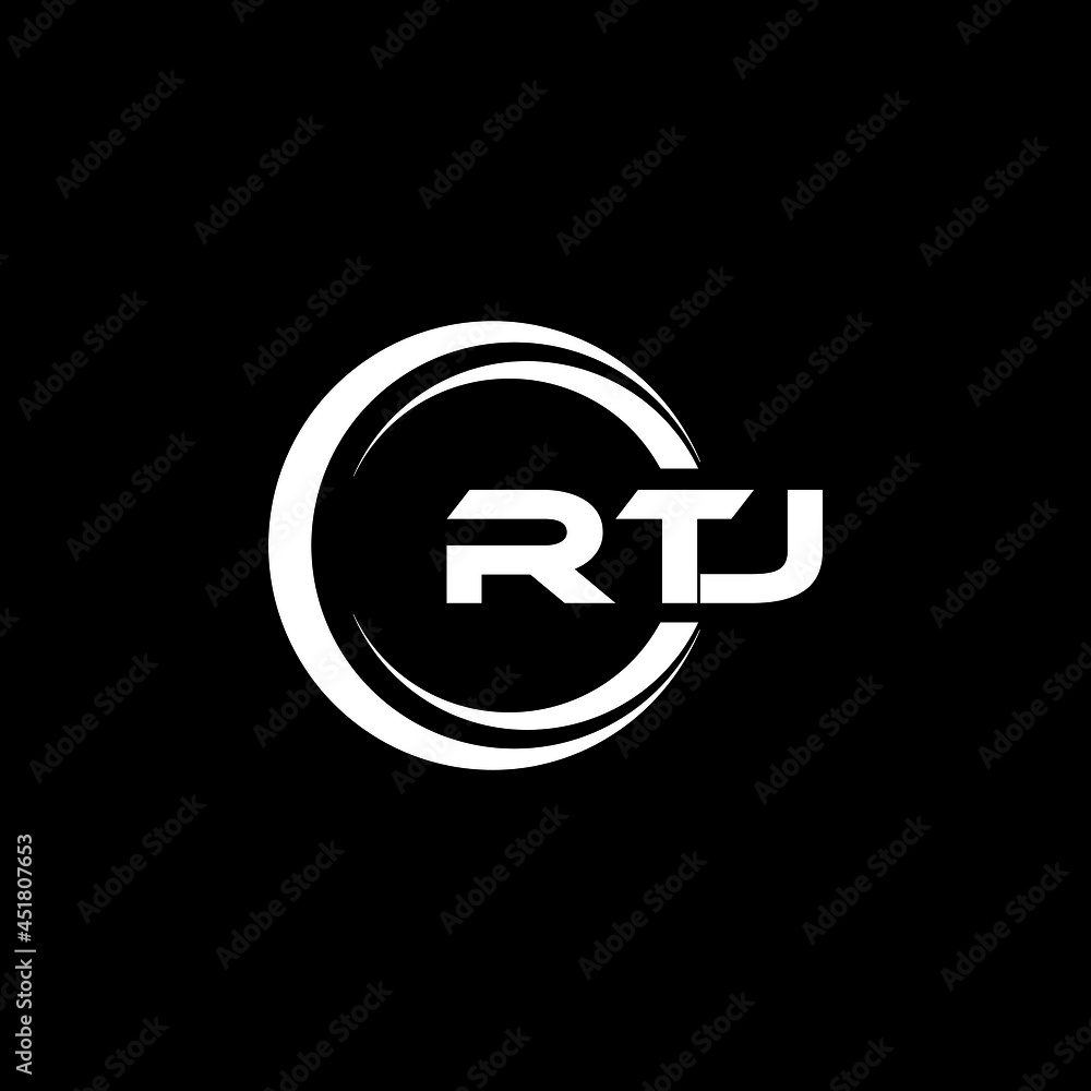 RTJ letter logo design with black background in illustrator, vector ...