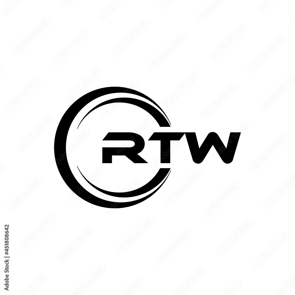 RTW letter logo design with white background in illustrator, vector ...