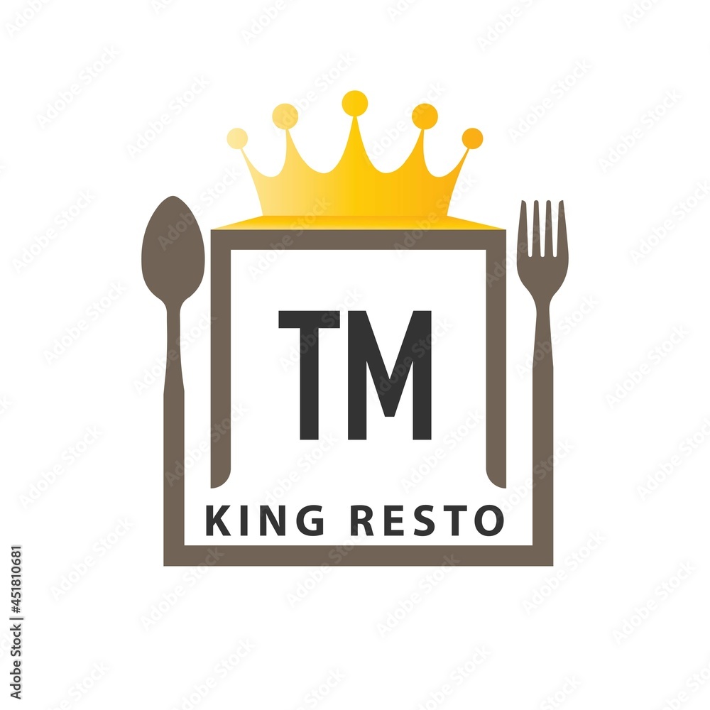 Vetor de Initial Letter TM king crown logo restaurant design template ...