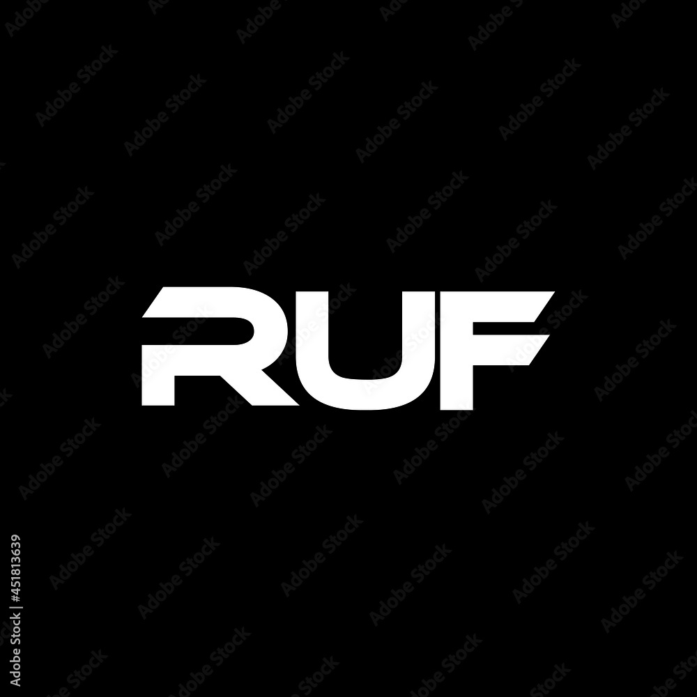 RUF letter logo design with black background in illustrator, vector ...