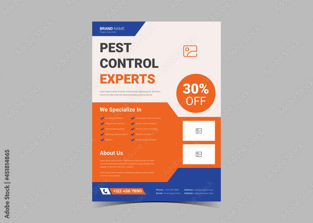 Pest control flyer design template. Pest prevention poster leaflet ...