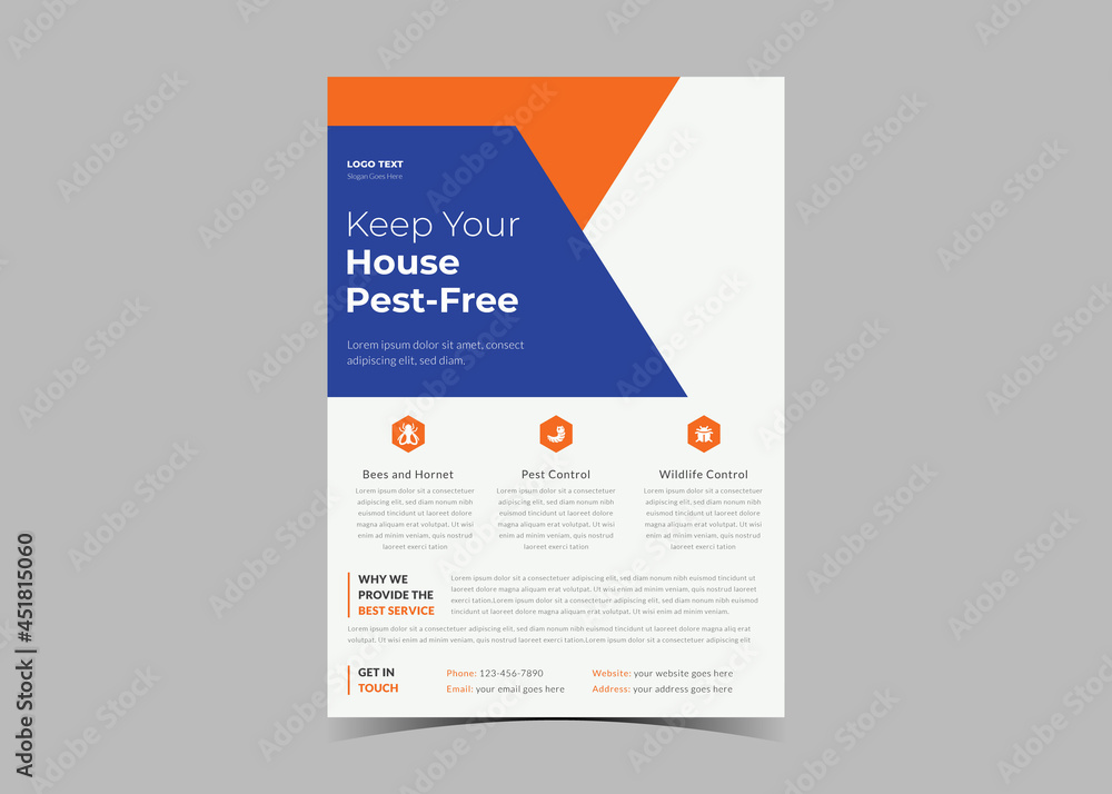 Pest control flyer design template. Pest prevention poster leaflet ...