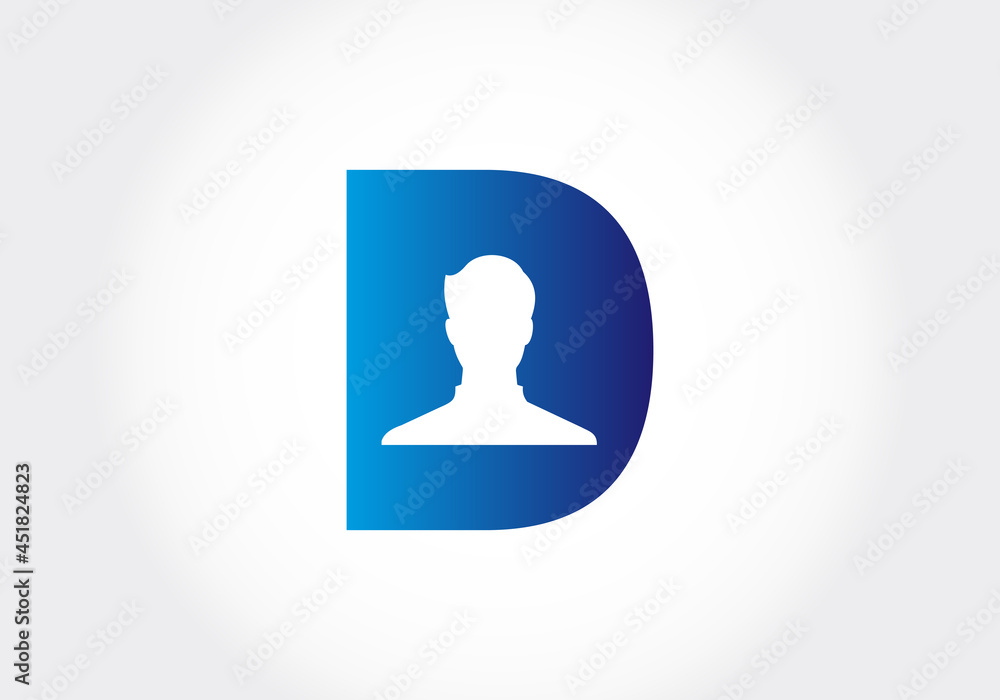 Vecteur Stock Initial D Letter alphabet with male avatar. Lifting ...