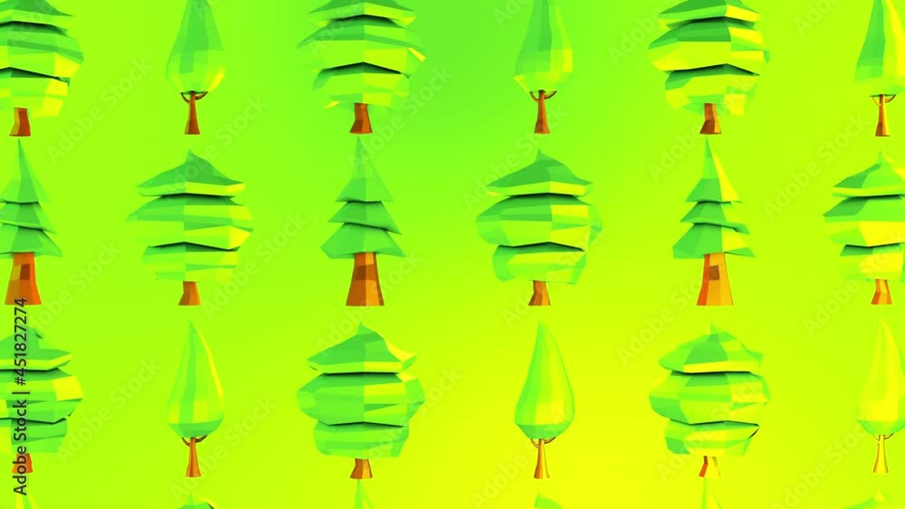 Vidéo Stock Fantastic Green Background With Rotating 3D Wood Trees ...