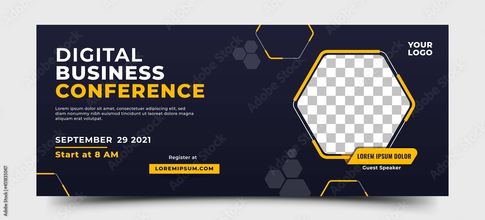 Digital business conference horizontal banner template. Modern banner ...